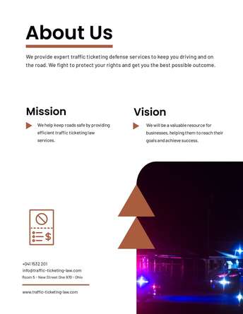 Launch Traffic Ticketing Law Business: About Us Editable Designs Fast