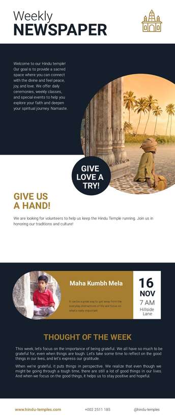 Optimize your Hindu Temples business with top Newsletter designs!